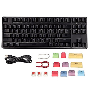 Gaming Keyboard, Quick Response 87 Keys Wired Widely Compatible Computer Keyboard Ergonomic Design for Work for Home Gaming for Office(Black)