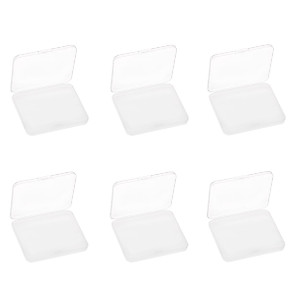 Paialco 6 PCS Pack Small Storage Boxes Flat Rectangle Plastic Box Containers