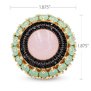 Lavencious Rose Quartz Vintage Luxury Design Ring AAA Cubic Zirconia Ethnic Jewelry (RS2202-GD, 7)