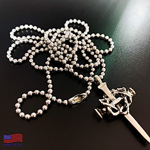 FORGIVEN JEWELRY Nail Cross Crown of Thorns Necklace on Ball Chain