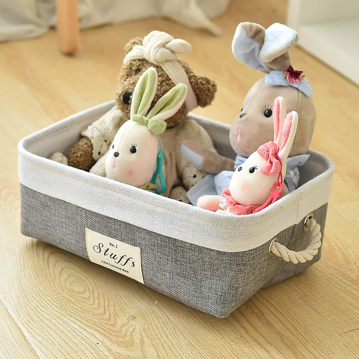 INough Dog Toy Box Gift Basket Pet Supplies Low Storage Basket for Dog Stuff Rectangle Dog Toys Bin Collapsible Small Basket for Closet, Baskets for Organizing Baby Kids (Rectangle)