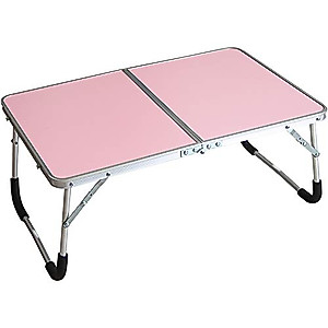 Jucaifu Foldable Laptop Table, Bed Desk, Breakfast Serving Bed Tray, Portable Mini Picnic Table & Ultra Lightweight, Folds in Half with Inner Storage Space (Pink)