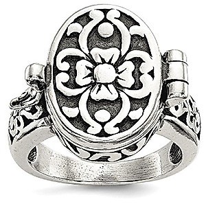 IceCarats 925 Sterling Silver Vintage Oval Locket Ring Size 8