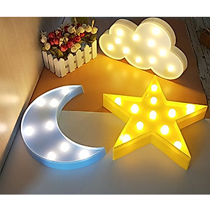 Wanxing Decorative LED Crescent Moon Cloud and Star Night Lights Lamps Marquee Signs Letters for Baby Nursery Decorations Gifts for Children (Moon Cloud and Star)