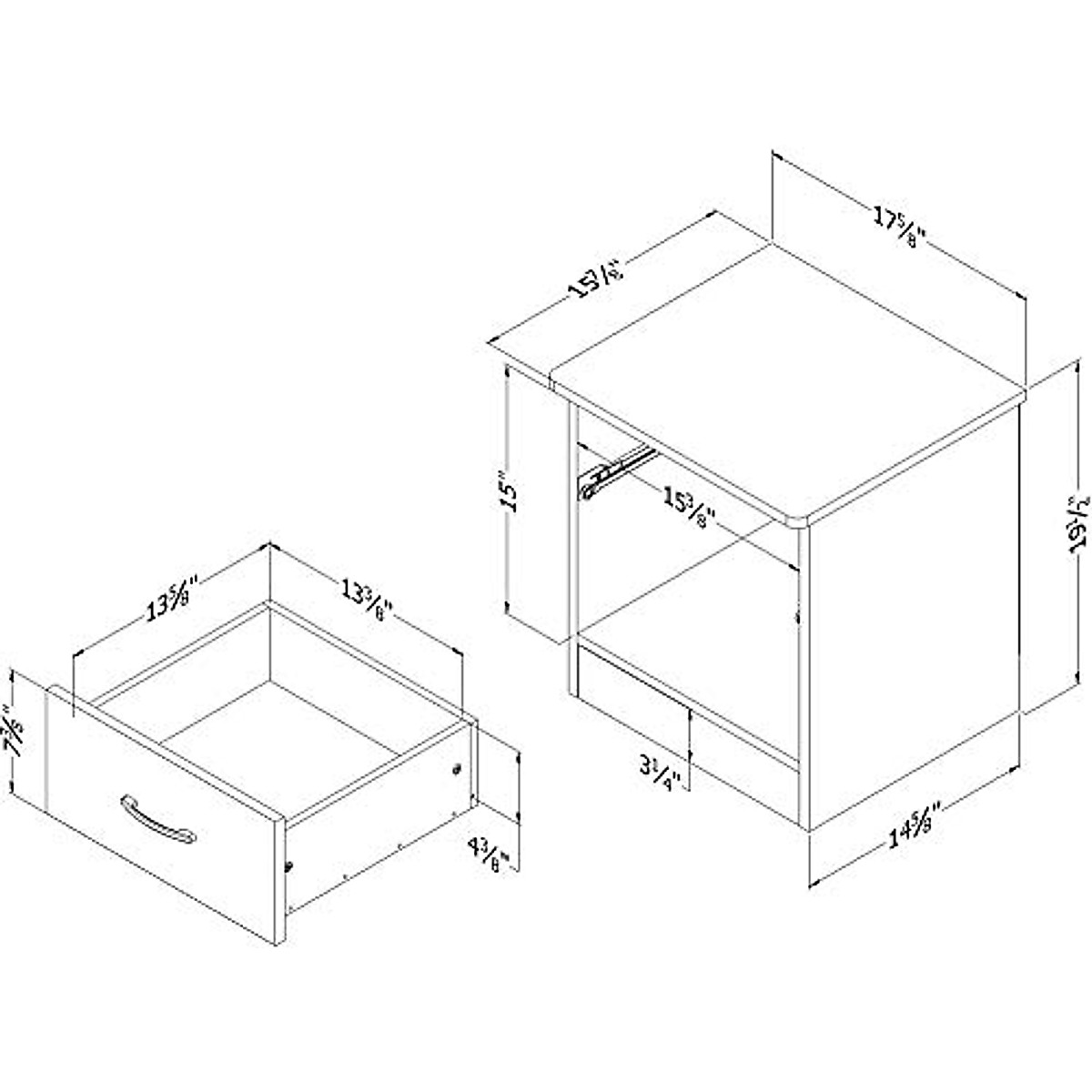 South Shore Libra 1-Drawer Nightstand-Pure Black