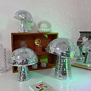 Mushroom Disco Ball for bar, Party, Room, Table Decor - Mirror Disco Ball Mushroom Shape Home Art Decorations (S 5.6 Inches)