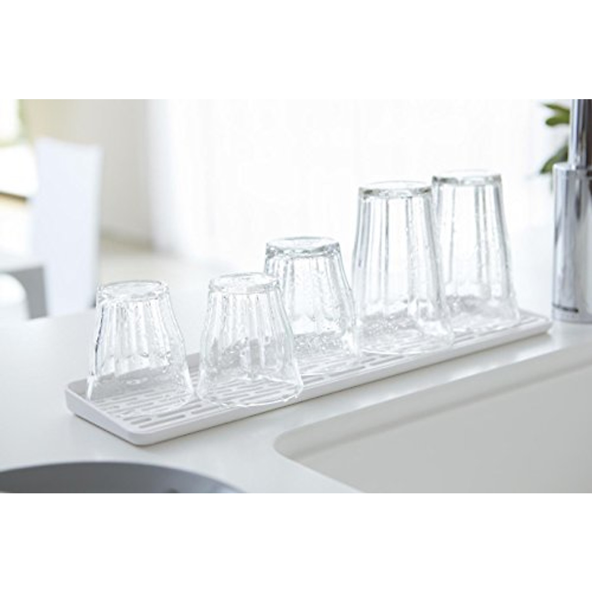 YAMAZAKI Sink Home Glass Plastic | Drainer Tray, One Size, White