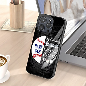 Eomnniofoy Custom Baseball Mom Phone Cases for Samsung Galaxy S10 S20 S21 S22 S23 S24 S25 Ultra Plus FE Edge | for iPhone Moto for Pixel, My Favorite Player Call Me Mom Gifts for Women Girls