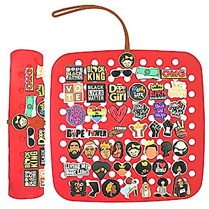 SHENGCHUANG croc charm organizer & storage Shoe Charms display Hanger Portable Hanging Charms Silicone Roll Bag Red(Croc Charms not Included)