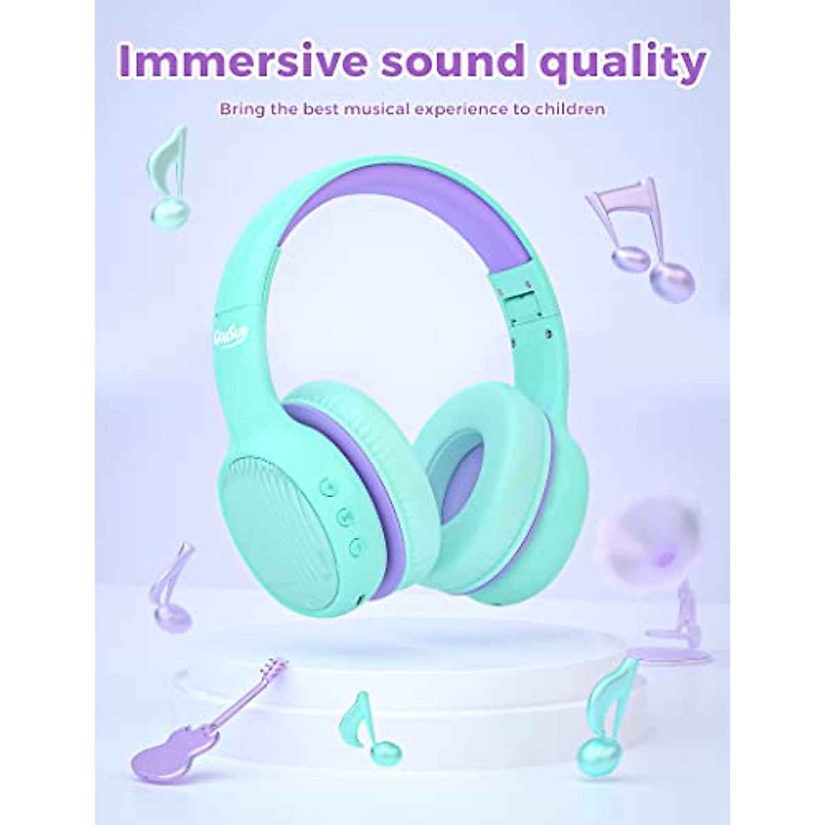 gorsun Premium Bluetooth Kids Headphones with Microphone, Wireless Headphones for Kids for School, 85/94dB Volume Limited, Adjustable Kids Bluetooth Headphones for Boys, Girls, Teens (Green)