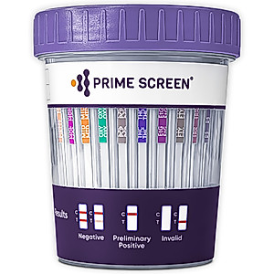 Prime Screen Urine Drug Test Compact Cup 16 Panel Kit (AMP,BAR,BUP,BZO,COC,mAMP,MDMA,MOP/OPI,MTD,OXY,PCP,THC, ETG, FTY, TRA, K2) -CDOA-9165EFTK (5)