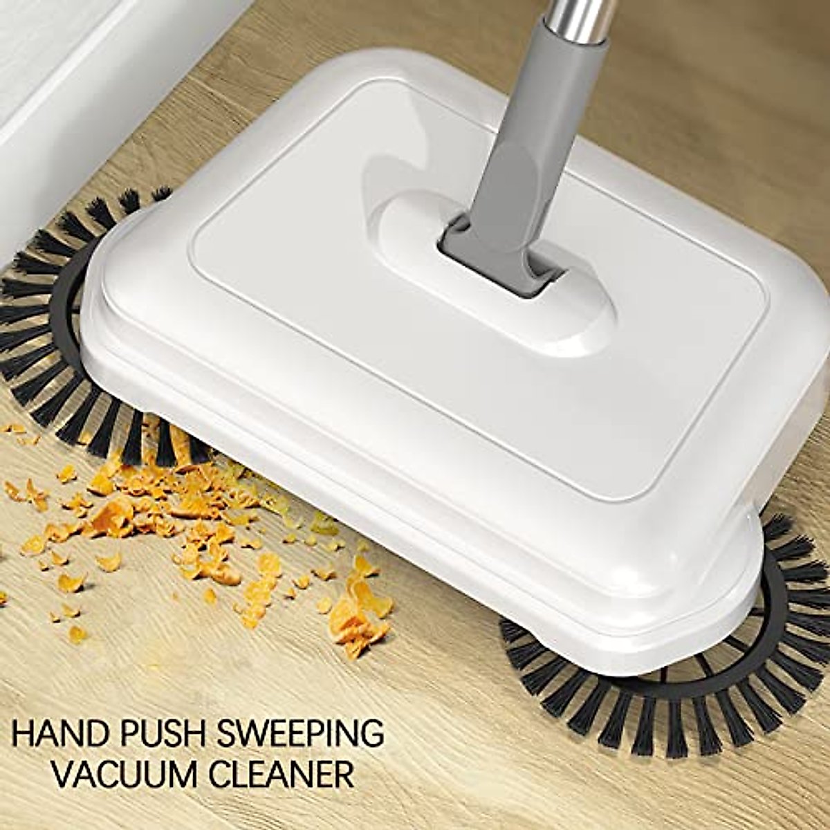 MIS1950s Hand Push Sweeper, Home Sweeping Mopping Machine Vacuum Cleaner Natural Sweep Carpet and Floor Sweeper with Dual Rotating System and 2 Corner Edge Brushes Cleaning Sweeper Tool