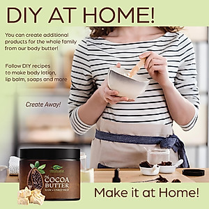 Cocoa Butter Raw Unrefined | Pure Ingredients | Body Moisturizer | Hydrate, Nourish & Soften Your Skin | Restore & Repair | Body Butter for Women & Men, All Skin Types 8 oz