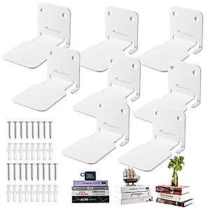 Invisible Floating Bookshelves Wall Mounted, Heavy-Duty Bookshelf Small Metal Shelves Storage Book Organizers, Floating Book Shelf Wall Ledge Shelves for Home Office Classroom Library (White, 8 Pack)