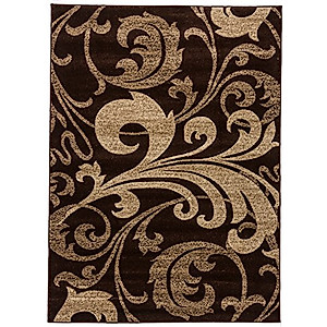 Well Woven Ruby Leslie Fleur De Lis Geometric Runner Area Rug 2' x 7', Brown