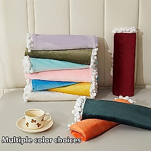 LIFEREVO Pom-poms Velvet Bed Body Pillow Cover, Long Fuzzy Body Pillow Pillowcase Cover 20x54, Boho Tassel Microfiber Full Bed Pillowcase for Kids Girls Teen Women Adults, Zipper Closure, Old Pink