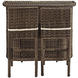 Crosley Furniture 3-Piece Bradenton Outdoor Wicker Bar Set with Two Stools and Cushions - Sand