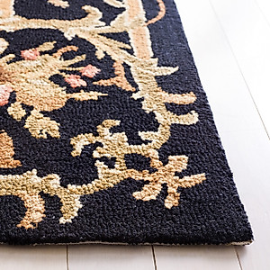 SAFAVIEH Chelsea Collection Area Rug - 6' x 9', Black, Hand-Hooked French Country Wool, Ideal for High Traffic Areas in Living Room, Bedroom (HK333B)