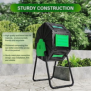 EFURDEN Compost Tumbler Outdoor Rotating Composter, with a Fast and Efficient Composting System for Garden, Kitchen, and Yard Waste (22.5 Gallon)