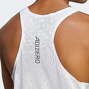 adidas Men's Adizero Singlet, White/Dash Grey/Grey, X-Small