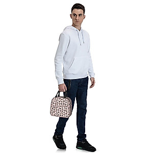 JSHXJBWR Pink Leopard Skin Pattern Portable Lunch Bag For Women Men Pink Insulated Cooler Tote Bag Reusable Lunch Box For Travel/Picnic/Work/Hiking/Office