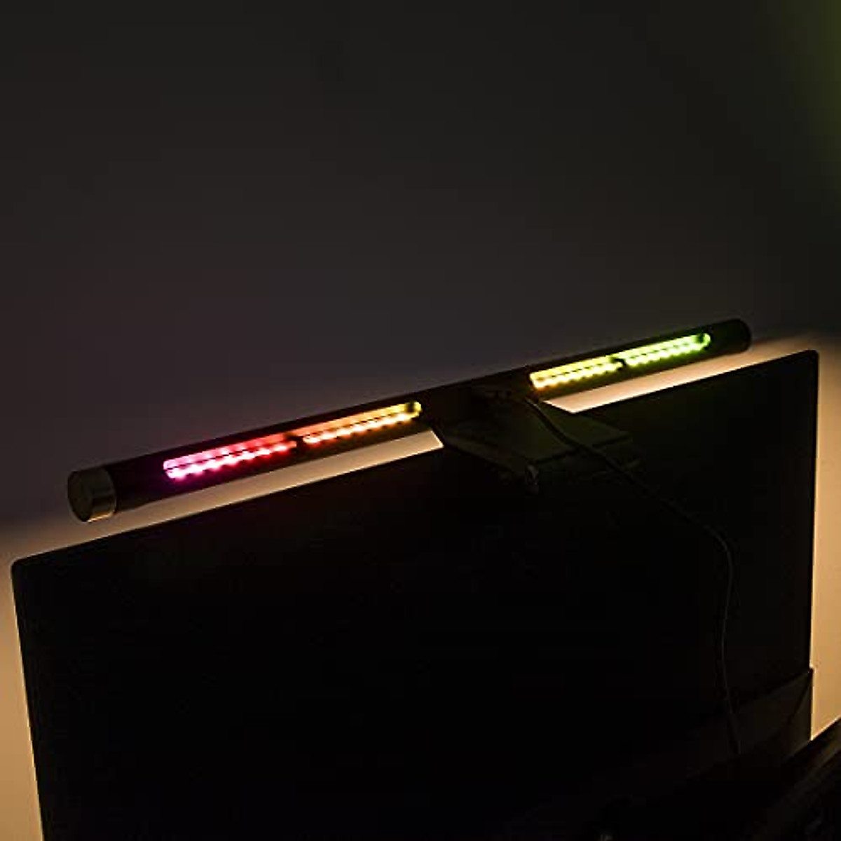 Lyghtzy Monitor Light Bar, Monitor Light with LED RGB Backlight, Dimmable and Changeable Color Temperature, Glare-Free & Flicker-Free, Home Office Desk Lamp, USB Powered (17.7 Inches) (Black)