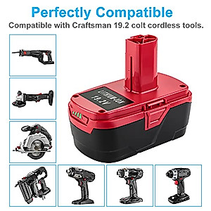 ANTRobut 2Pack 6.0Ah Replacement Craftsman 19.2 Volt Lithium Battery and Dual Battery Charger 140152004 for Craftsman Battery DieHard C3 XCP 130279005 1323903 130211004 11375 11376 315.113753