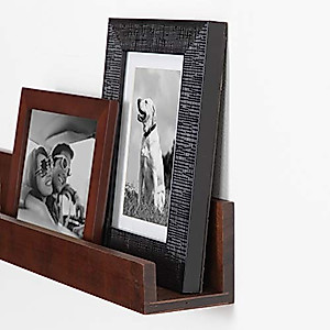 Kate and Laurel Levie Modern Floating Wall Shelf Picture Frame Holder Ledge, Dark Walnut Brown