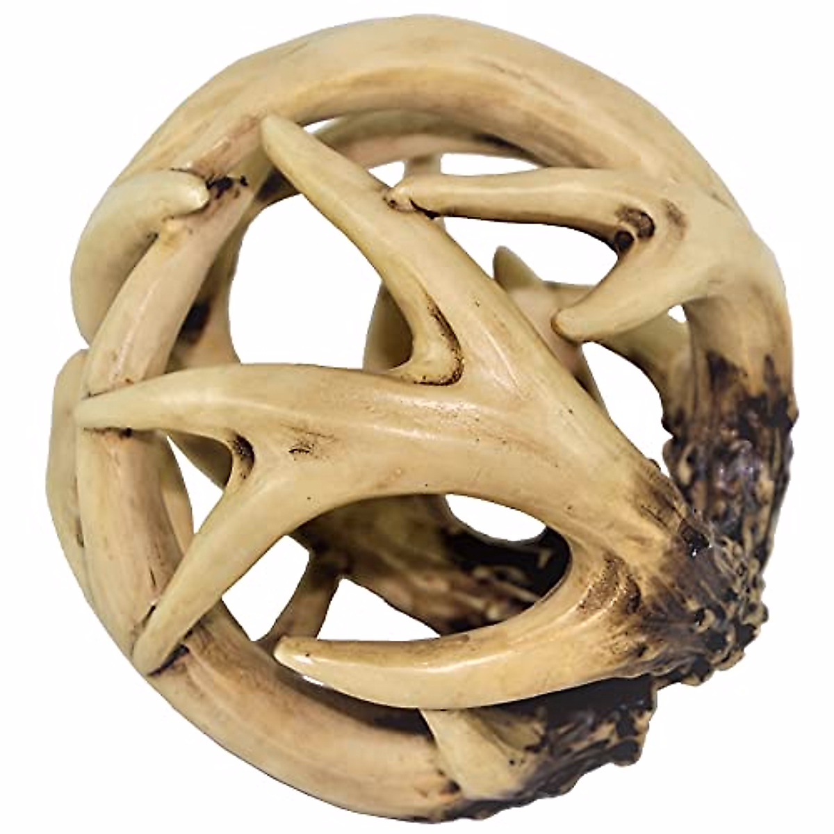 BestGiftEver Decorative Entwined Spherical Rattan Antler Ball 4.25" -Log Cabin Table Centerpiece Decoration