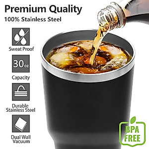 Toopify 30 oz Stainless Steel Insulated Tumbler Travel Mug with Straw Slider Lid, Cleaning Brush, Double Wall Vacuum