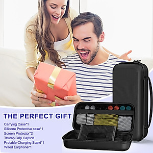 FYOUNG Accessories Kit for PlayStation Portal, Carrying Case Bundle and Magnetic Portable Charger for PS5 Portal with Protective Case, 2 Screen Protectors, Wired Headphone, 8 Thumb Grips (Black)