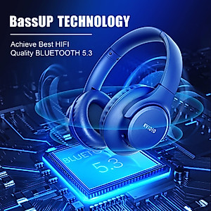 KVIDIO Bluetooth Headphones Over Ear, 65 Hours Playtime Wireless Headphones with Microphone, Foldable Lightweight Headset with Deep Bass, HiFi Stereo Sound for Travel Work Cellphone