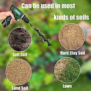 Jayzod Auger Drill bit for Planting 1.6”X10"&4”X12"&3.5”X20"Black Garden Auger Spiral Drill Bit,Bulb & Bedding Drill Augers,Plants Drill bit for 3/8” Hex Drive Drill