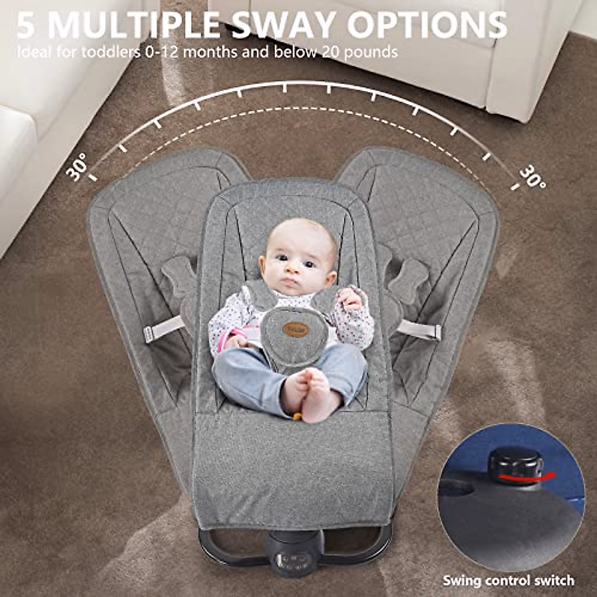 Baby Bouncer, 2 in 1 Baby Bouncer for Infants, Portable Baby Bouncer Seat & Infant to Toddler, Comfortable Bouncer for Babies 0-6 Months with Music and Vibrations