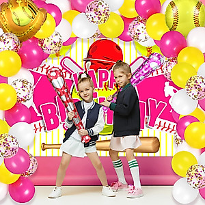 43Pcs Softball Birthday Party Decorations Large Softball Happy Birthday Banner and 42Pcs Softball Party Balloons Garland Kit for Girls Kids Teens Sport Themed Christmas Holiday Birthday Party Supplies