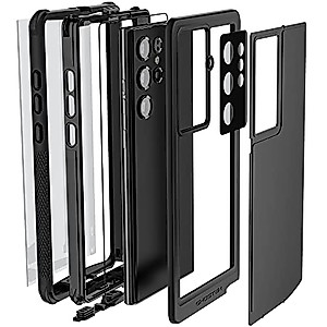 Ghostek NAUTICAL S22 Ultra Case Waterproof with Screen Camera Protector, Belt Clip Holster Heavy Duty Protective Full Body Phone Covers Designed for 2022 Samsung Galaxy S22 Ultra 5G (6.8 inch) (Black)