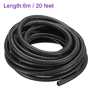 DMiotech 10mmx7mmx6m PP Non-Split Corrugated Tubing Indoor Outdoor Cord Management for Wrap Tidy Office Garden