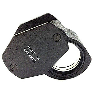 BelOMO Jewelers Loupe 10x Triplet Magnifier 21mm (.85"). Optical Glass with Anti-Reflection Coating for a Bright, Clear and Color Correct View. Foldable Loupe for Gems, Jewelry, Coins and Trichomes