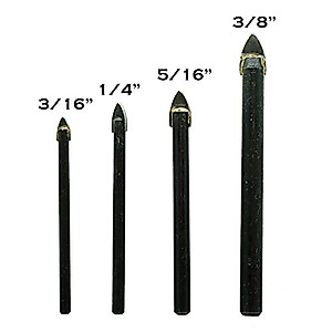 Romax Glass Drill Bit 1/4 inch, Tile Drill Bit 1/4 inch, High Temperature Brazed Carbide Tips, Spear Head for High Speed, Drilling Bottles, Glass, Tile, Marble, Ceramic and Mirror | 6mm (5, 1/4")