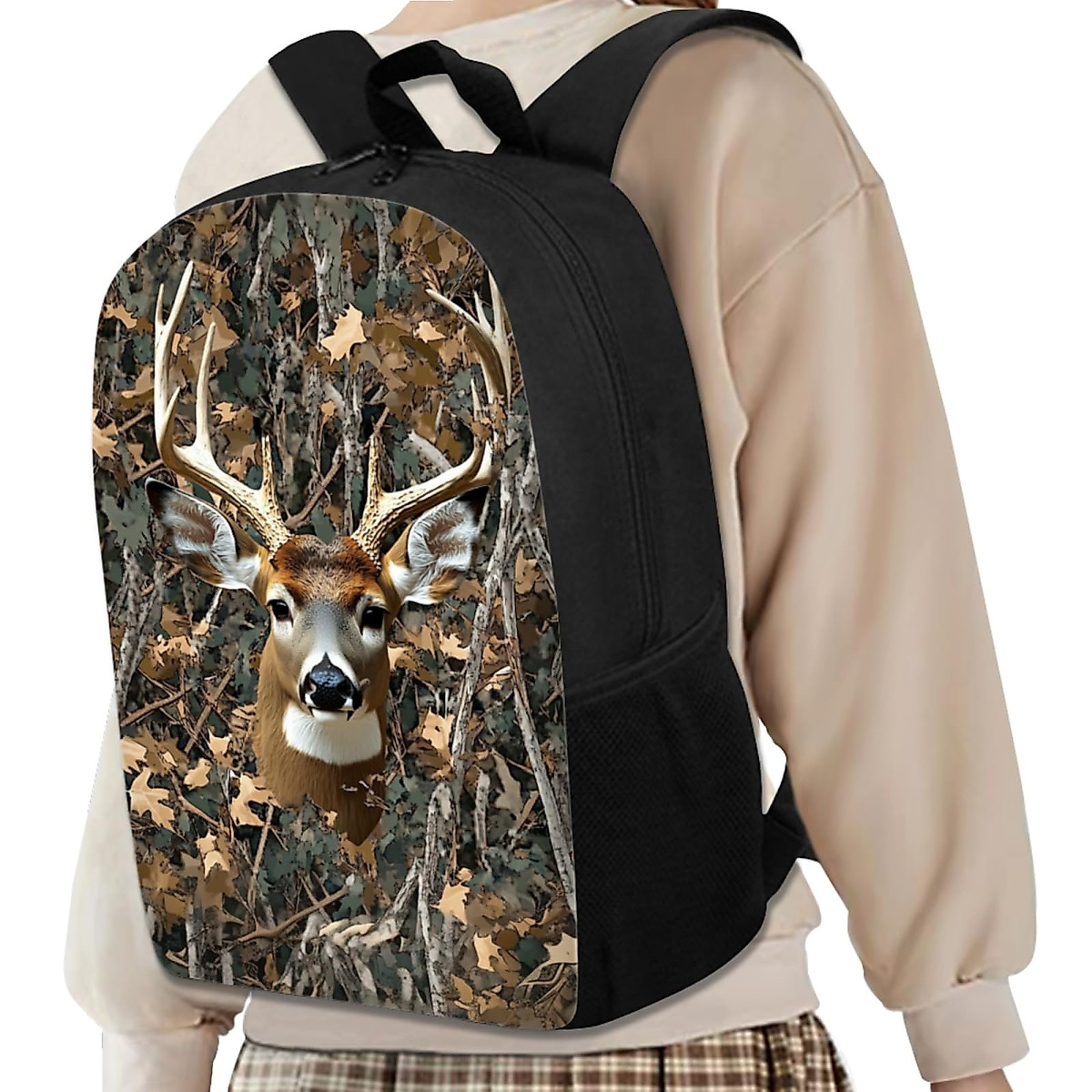 Uourmeti Deer Camo Boys Backpack and Lunchbox Pencil Case Set 3 in 1 Kindergarten Elementary Middle School Bookbags and Lunch Box Set for Teens Kids Book Bags Girls Big Scoolbags