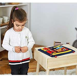 Toddler Busy Board - Montessori Fine Motor Skills Toy - Zipper Buckle Button Shoe Tying Practice Board - Sensory Activity Busy Board for Toddlers - Soft Felt Travel Learning Toys for Kids Ages 3 4 5