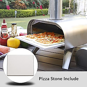BIG HORN OUTDOORS 12 Inch Wood Pellet Burning Pizza Oven, Portable Stainless Steel Pizza Grill with Pizza Stone for Outside