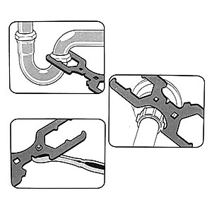 HAUTMEC 3 Way Plumber's Sink Strainer Wrench, Fits 1-3/4 inch., 2 inch. and 2-1/2 inch. Nuts， Multifunction Plumbing Wrench PL0037