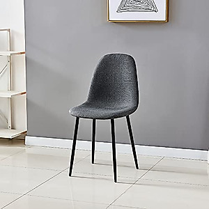 IDS Home Dining Room Chair for Kitchen, Mid Century Modern Accent Armless Side Fabric Chair, Upholstered Cover with Metal Legs Set of 4/6 (Set of 4, Grey)