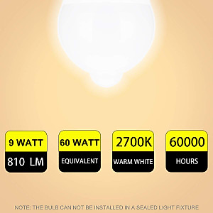 HEKEE Motion Sensor LED Light Bulb 9W A19 PIR Built-in IR 60W Equivalent Bright 810 Lumens E26 Base Warm White Bulbs (2 Packs)