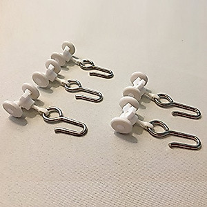 Room/Dividers/Now Curtain Track Roller Hooks - Curtain Rail Ceiling Gliders Set - Plastic Body and Wheels with Steel Hook - Glider Hooks for Curtains by Room Dividers Now (Pack of 20)
