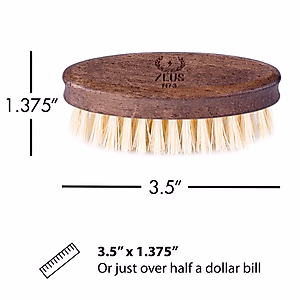ZEUS Vegan Pocket Beard Brush, Natural Plant Fiber Tampico Bristles and Walnut Handle – MADE IN GERMANY (FIRM) N73
