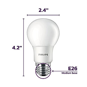 Philips LED Basic Frosted Dimmable A19 Light Bulb - EyeComfort Technology - 450 Lumen - Soft White (2700K) - 6.5W=40W - E26 Base - Indoor - 4-Pack