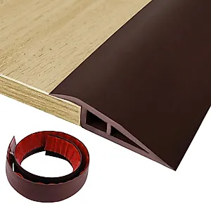 3.3Ft Self-Adhesive Floor Transition Strip, 1/2''~3/5'' Height Carpet to Tile Floor Divider Strip Reducer Peel and Stick Floor Edging Trim Strip Doorway Threshold Cover for Laminate Floor Mat (Coffee)