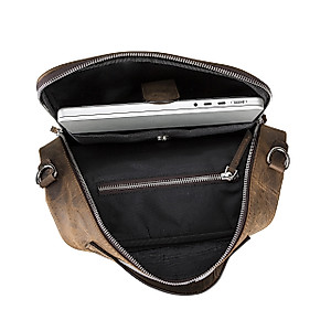 Bayelon Genuine Leather Backpack Vintage Laptop Bag for Women & Men, Travel Daypack, School Bag, Slim Business Bag (Dark Brown)